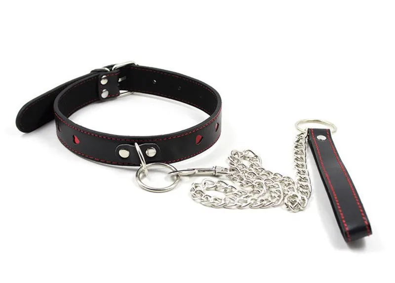 Hearts Shaped Sex Collars Neck Collar Rings With Chain Dog Leash Lead ...