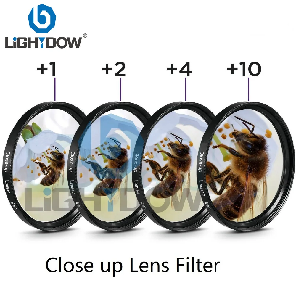 Lightdow Macro Close Up Lens Filter +1+2+4+10 Filter Kit 49mm 52mm 55mm ...