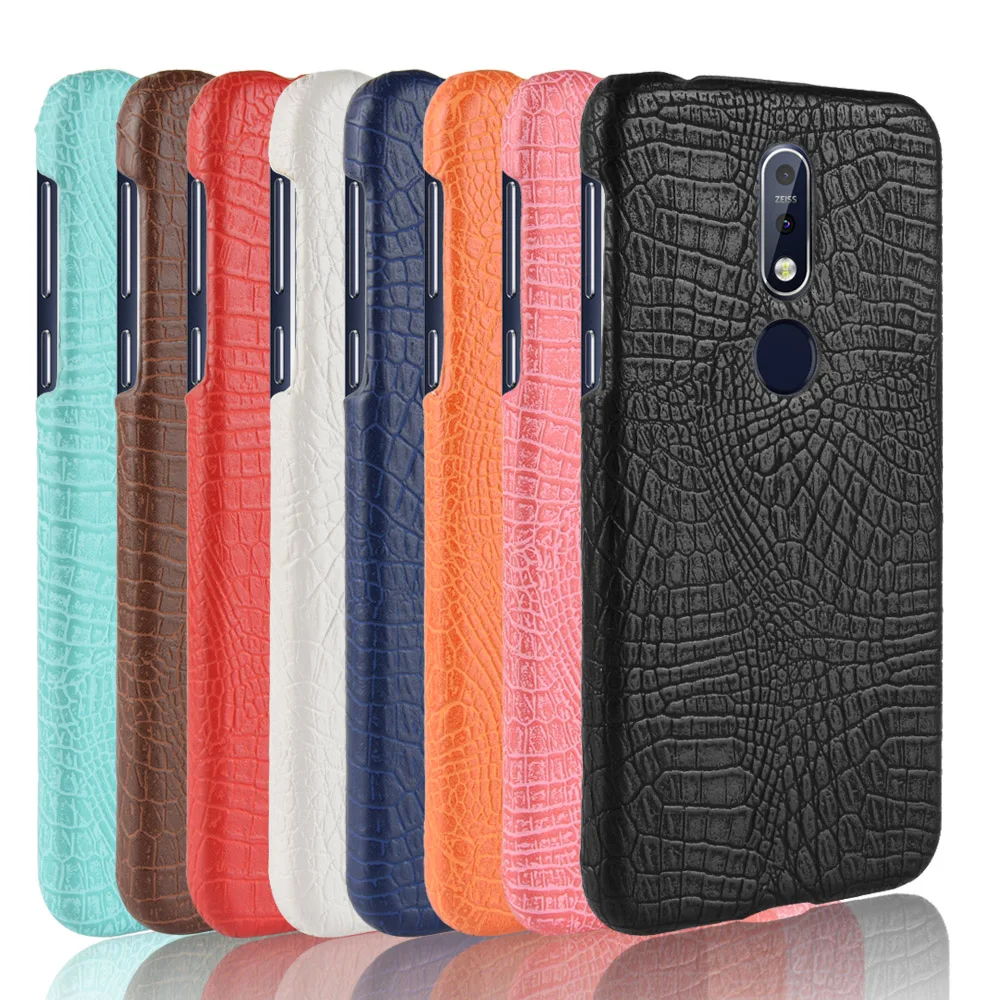 For Nokia 7.1 Case For Nokia 8.1 Case Retro Luxury Crocodile Skin Cover ...