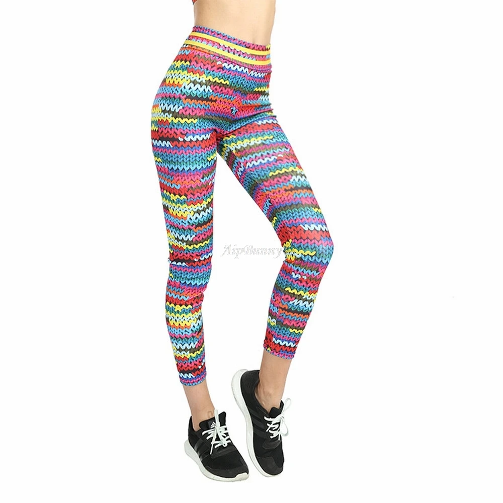 Stripe Colorful Yoga Pants Women Push Up High Waist Tight Vetement ...