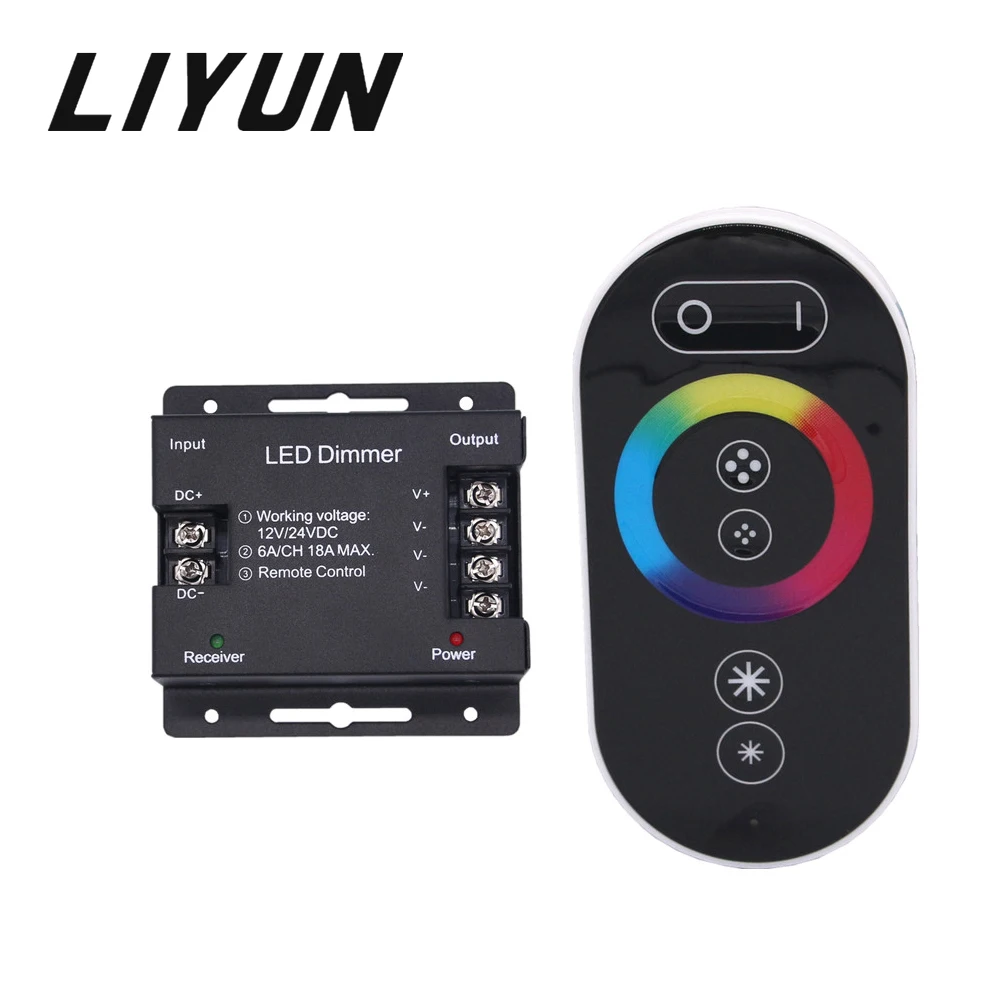 DC 12 24V RGB LED Controller 6A/CH 3 Channel RF 6Keys Black Touch LED ...