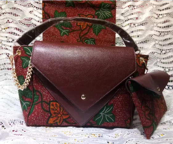 (3pcs/set)6yards maroon african ankara fabric macthing african bucket ...