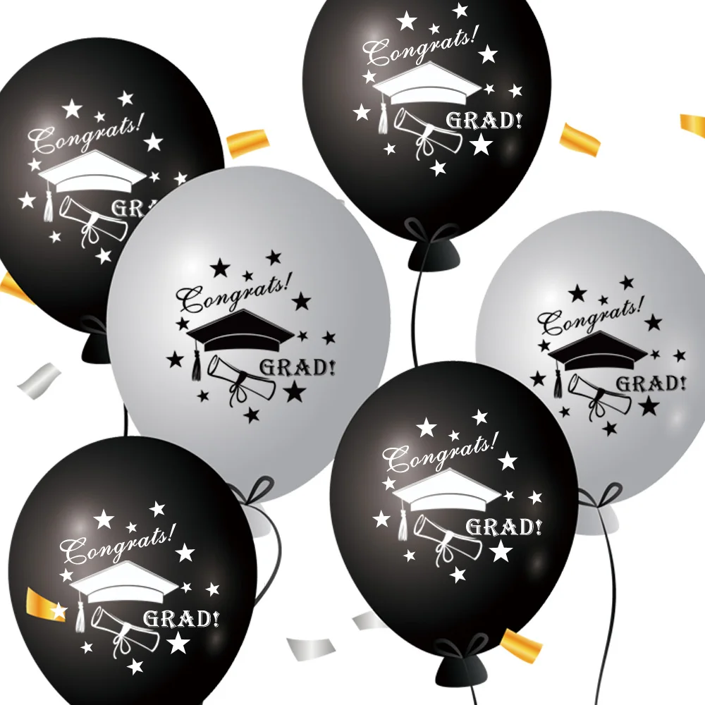 500pcs Graduation Balloons, white black graduate balloons ...