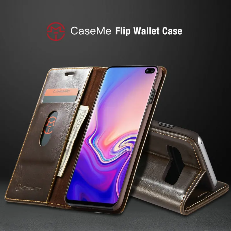 CaseMe Magnetic Wallet Case for Samsung Galaxy S10 Luxury Double Edge ...