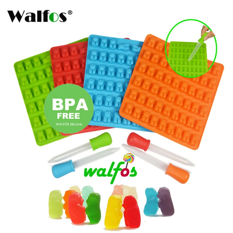 WALFOS Silicone 53 Holes Cavities Gummy Bears Soft Chocolate Silicone ...