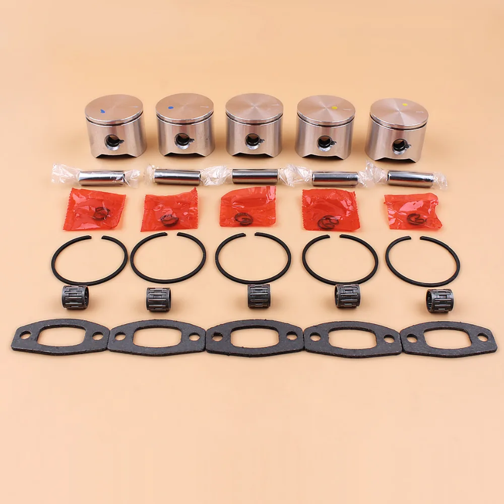 5Pcs/lot 45mm Engine Piston Ring Bearing Kit w/ Muffler Gasket Fit ...