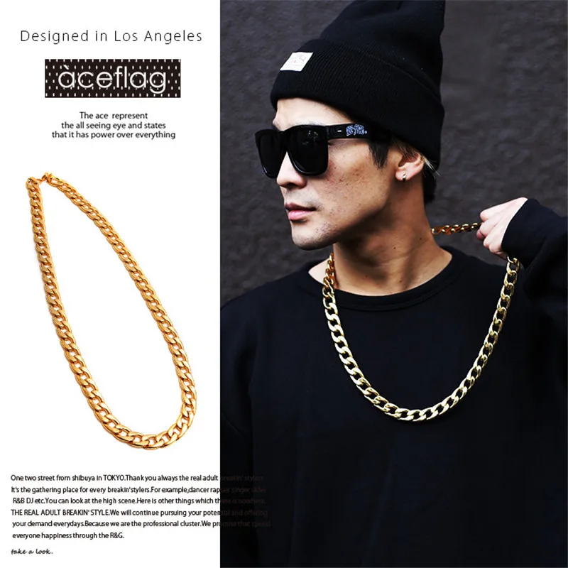 ER Women Hip Hop Gold Rapper Chain Neclace Hiphop Neckless Men Bling ...