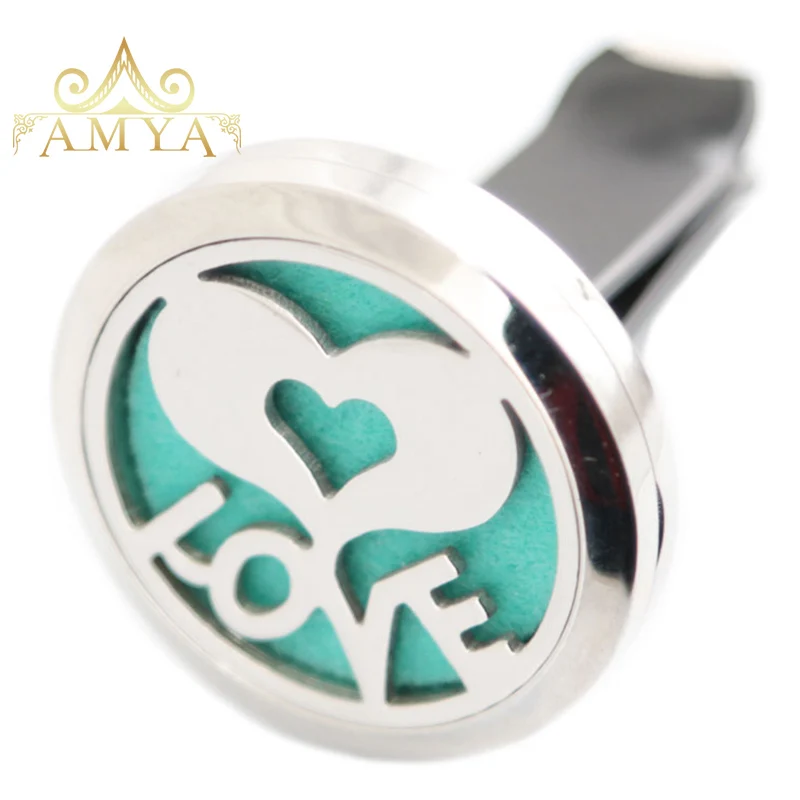 Heart Love Tree of Life 30mm Diffuser 316 Stainless Steel Car Aroma Locket Essential Oil Car ...