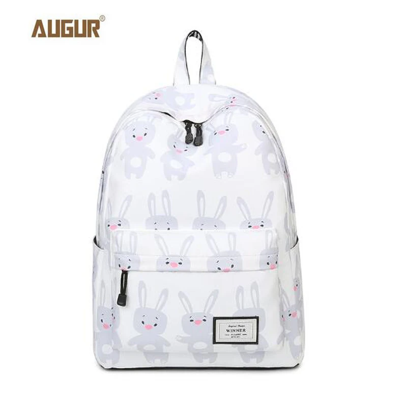 AUGUR Cute Cartoon Animal Printing Rabbit Backpack Canvas Bookbag ...