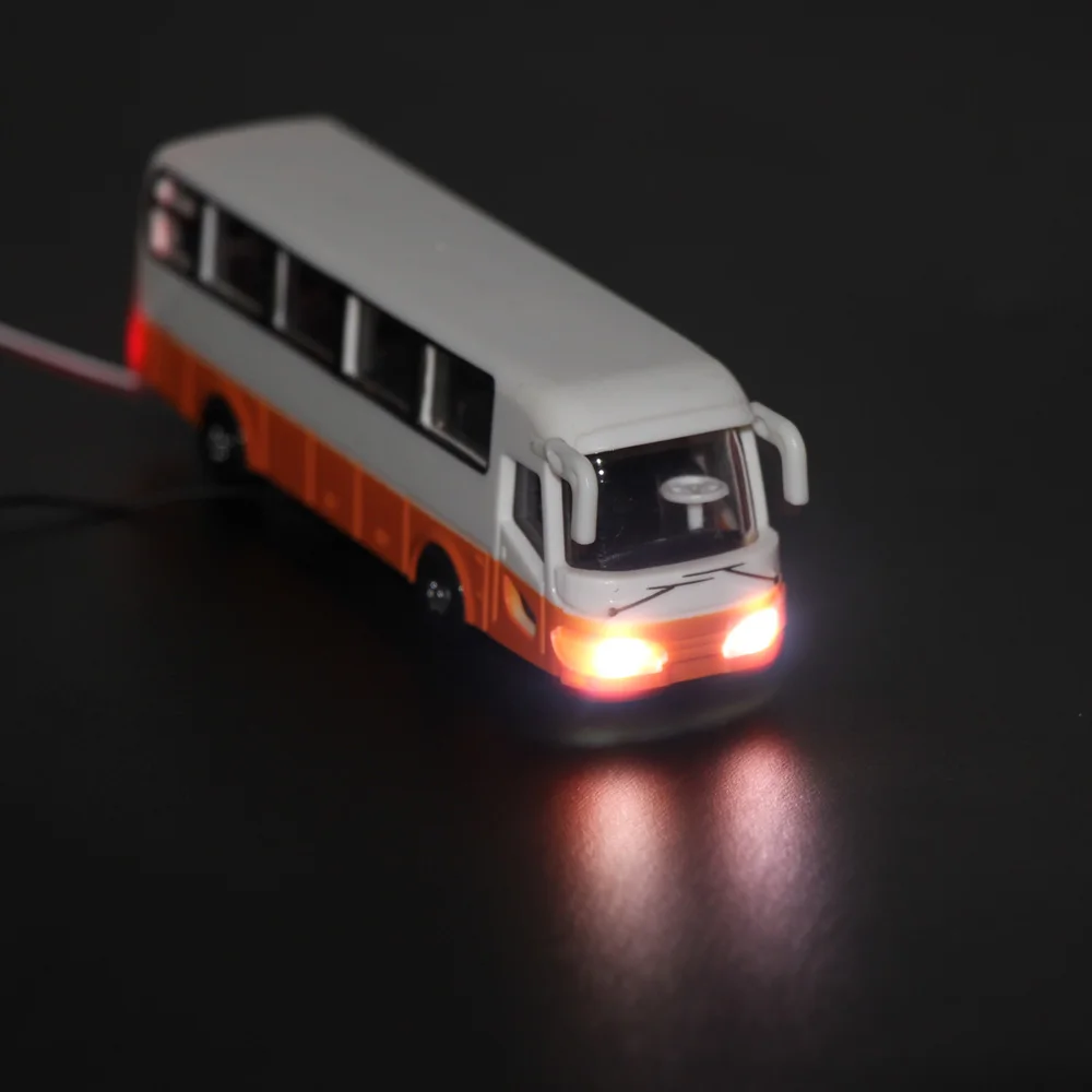 2pcs HO TT scale 1:100 Model Bus Model Lighted Bus With 12V LED Lights ...