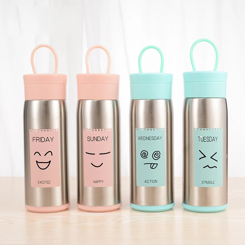 400ml Cute Face Stainless Steel Thermo Tumbler Vacuum Flask Insulated ...