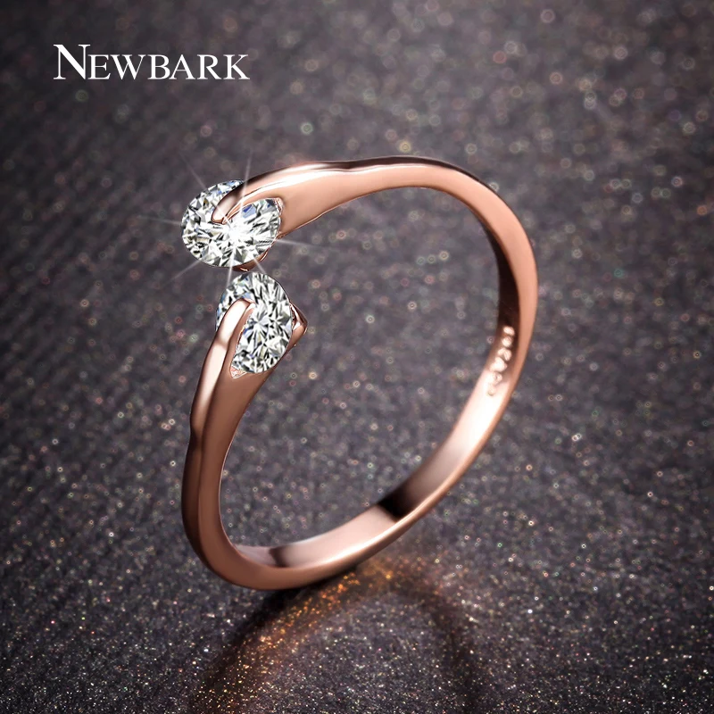 NEWBARK 0.25ct Open Rings Double Round CZ Crystal Stone Tension Setting ...