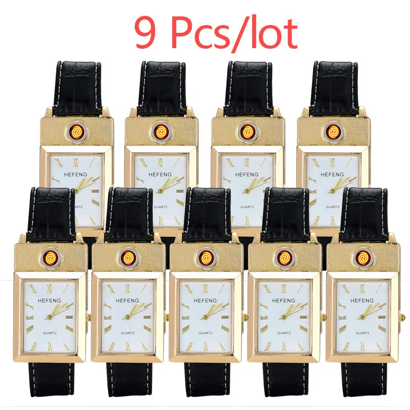 9Pcs/lot USB Rechargeable Lighter date clock Electronic Men's Casual ...