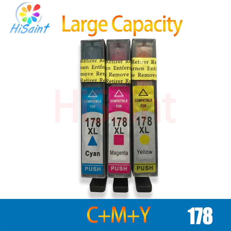 hisaint For HP 178 178 XL (1C/1M/1Y)Color Ink Cartridges Compatible For ...