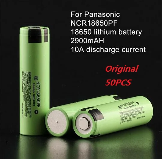 50PCS/lot Original NCR18650PF 3.7V 2900mAh rechargeable Li ion battery PF 18650 Akku 10A for ...