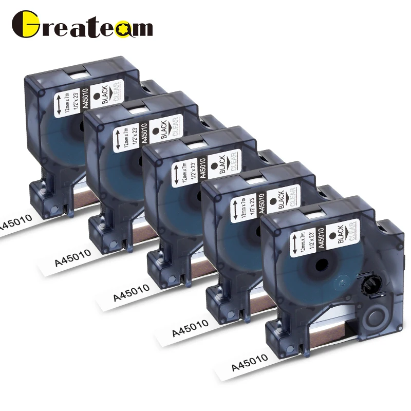 Greateam 5pcs/lot 45010 Compatible Dymo D1 S0720500 45010 Label Tape ...