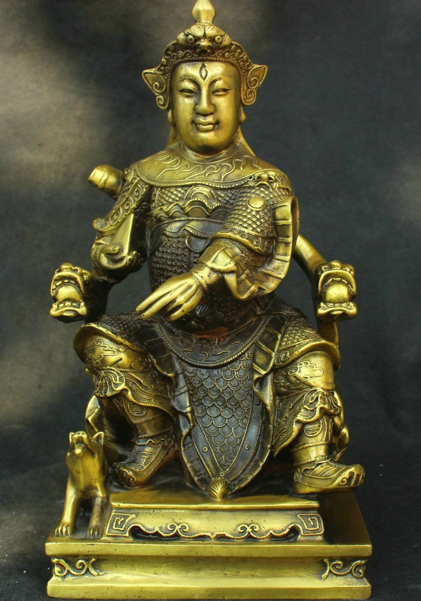 13" China Bronze Brass Myth immortal God Yang Jian Erlang Shen Statue ...