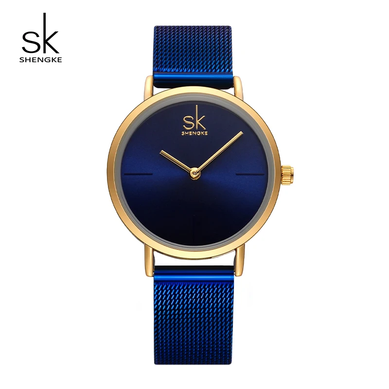 SK Watches Women 2017 Fashion Blue Stainless Steel Mesh Band Ladies ...