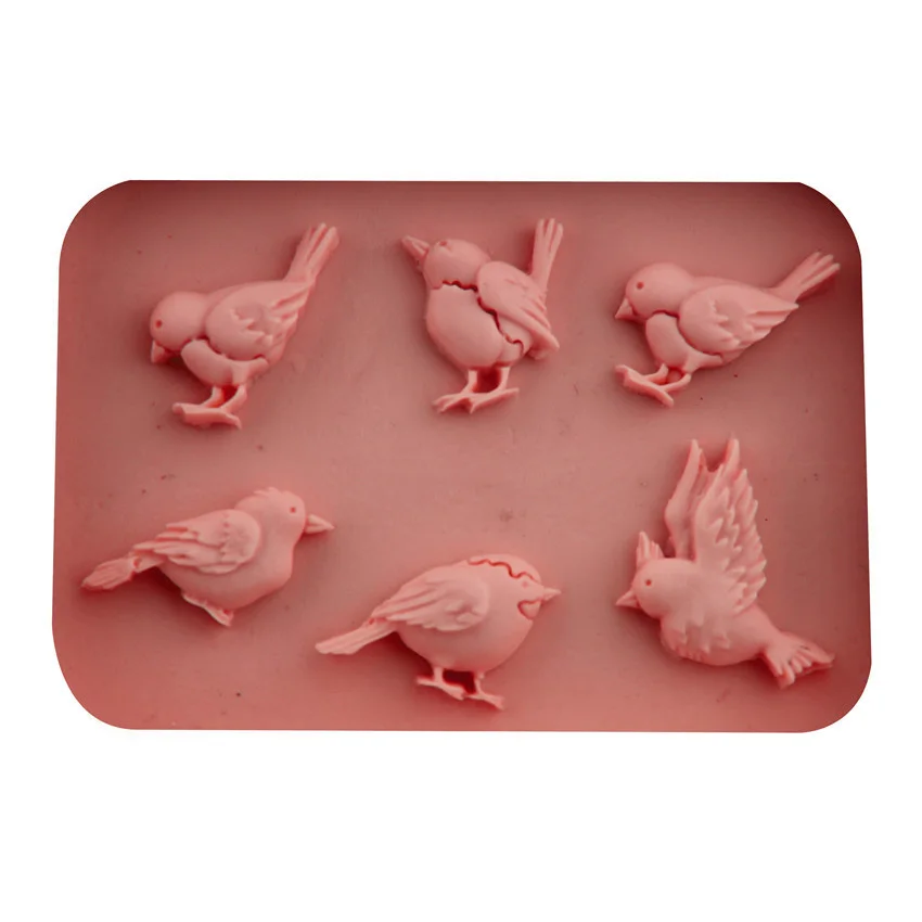 A0380 6 Hole DIY Various Birds Molds Fondant Chocolate Silicone Mold ...