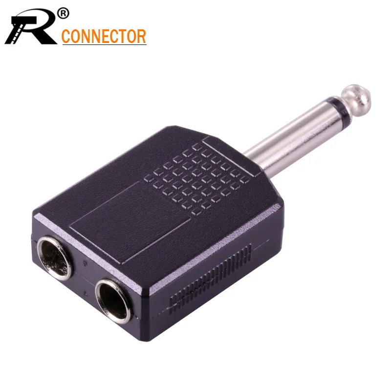 Double Jack 6.35 Connector 6.35mm Speaker Mono Plug to 2x6.35mm mono ...