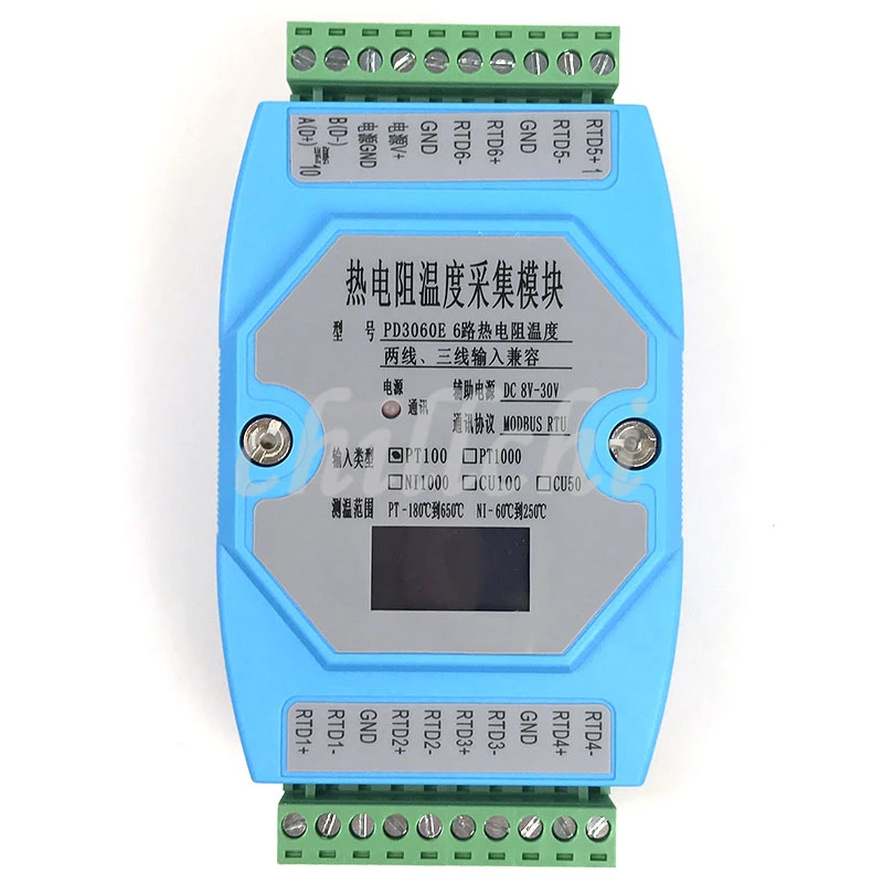 6 way OLED PT100 PT1000 CU50 CU100 NI1000 temperature acquisition ...