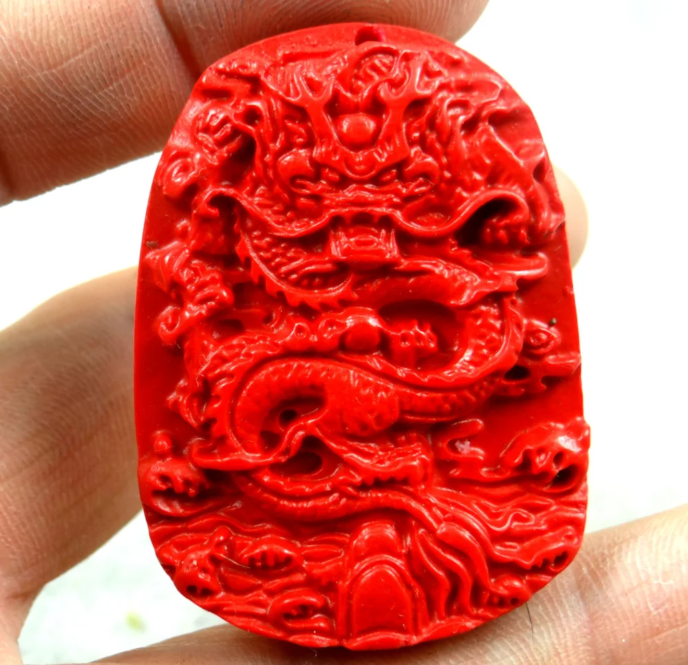 Natural Stone Quartz Crystal Chinese Red Organic Cinnabar Dragon ...