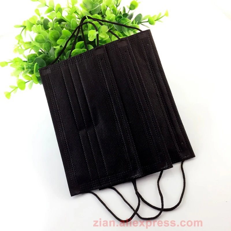 50Pcs Disposable Medical Dust Mask Black Mouth Surgical Face Mask ...