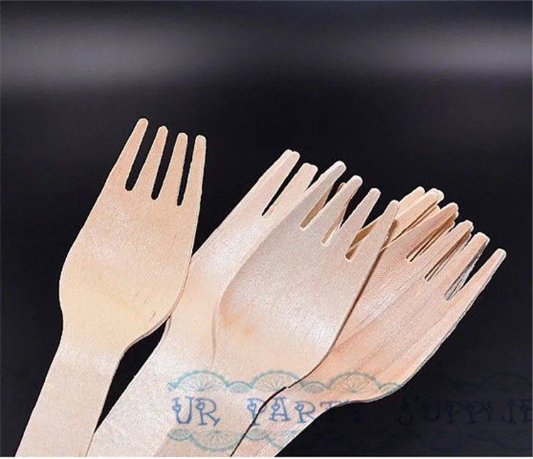 36pcs Wooden Fork Disposable Wooden Utensils Picnic Utensil Plain ...