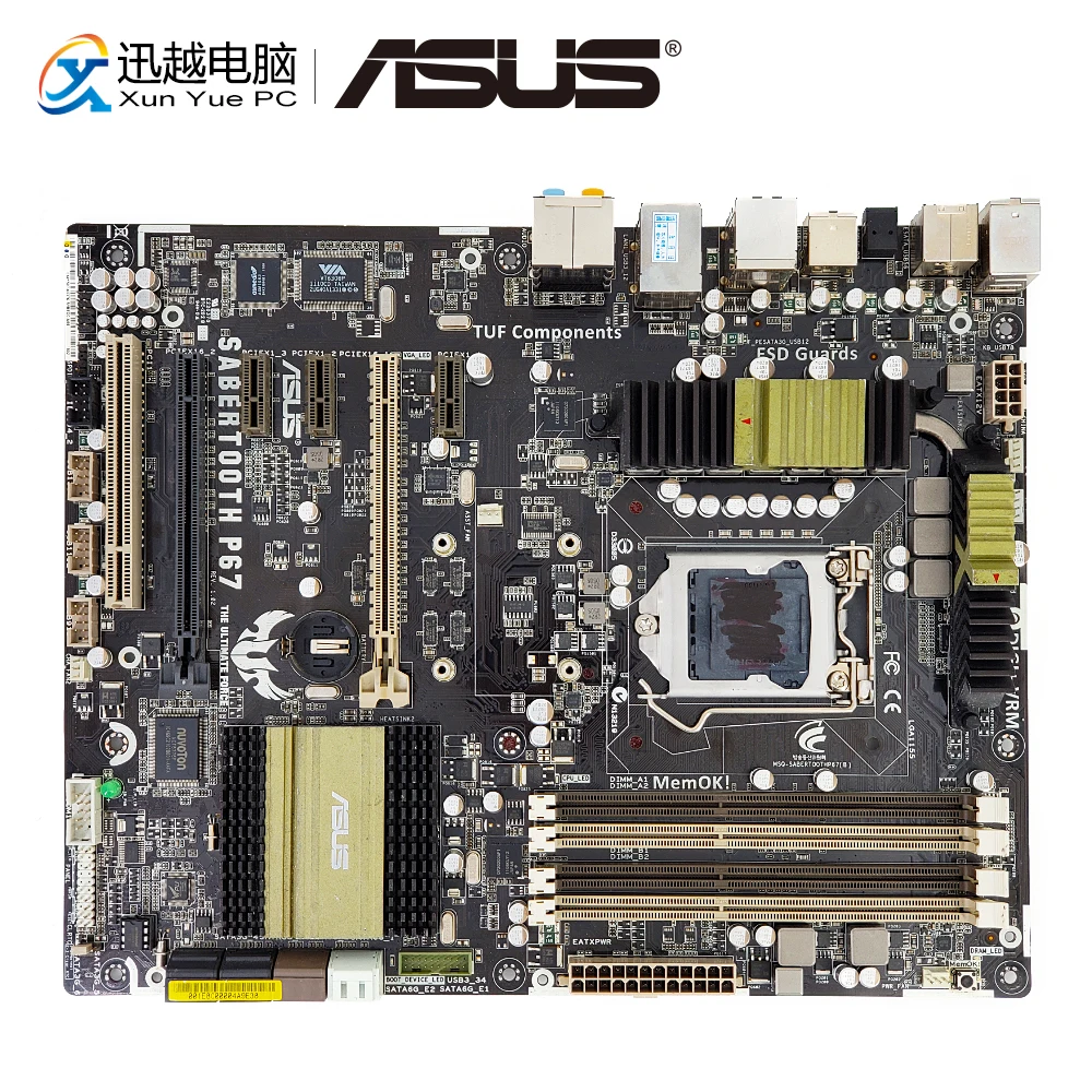 Asus SaberTooth P67 Desktop Motherboard LGA 1155 Para Core i7 i5 i3 DDR3 32 P67 GB SATA3 USB3.0 ...