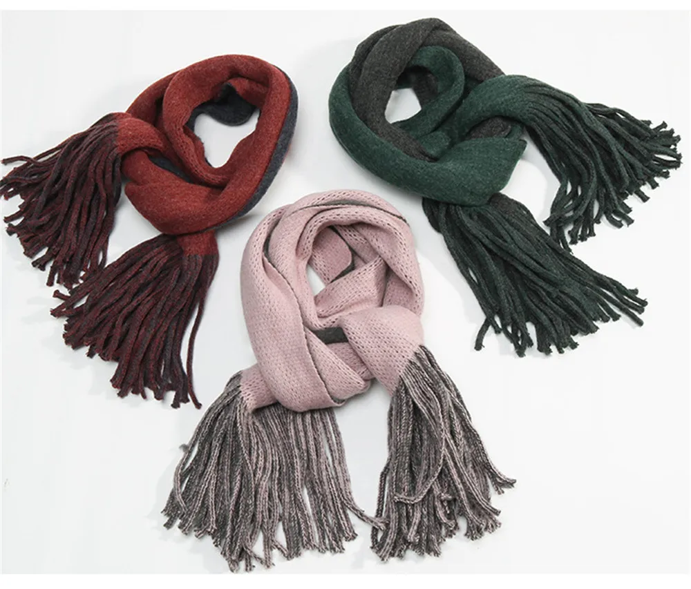 Yyun Winter Solid Color Cashmere Scarf Children Thick Soft Brushed ...