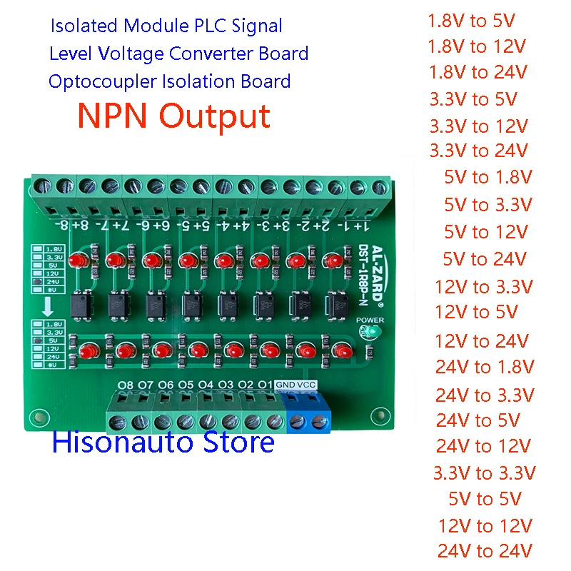 AL-ZARD 8-Channel Optocoupler Isolation Board Module Signal Level ...