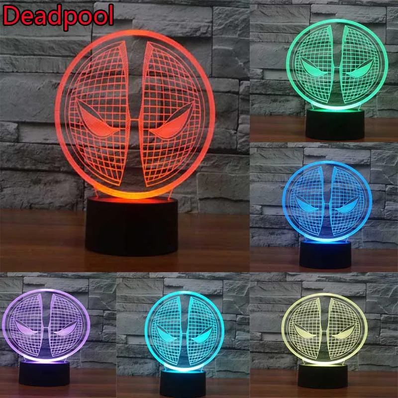 Marvel Deadpool 7 Color Changeable Led Light Toy Anime Deadpool Led ...