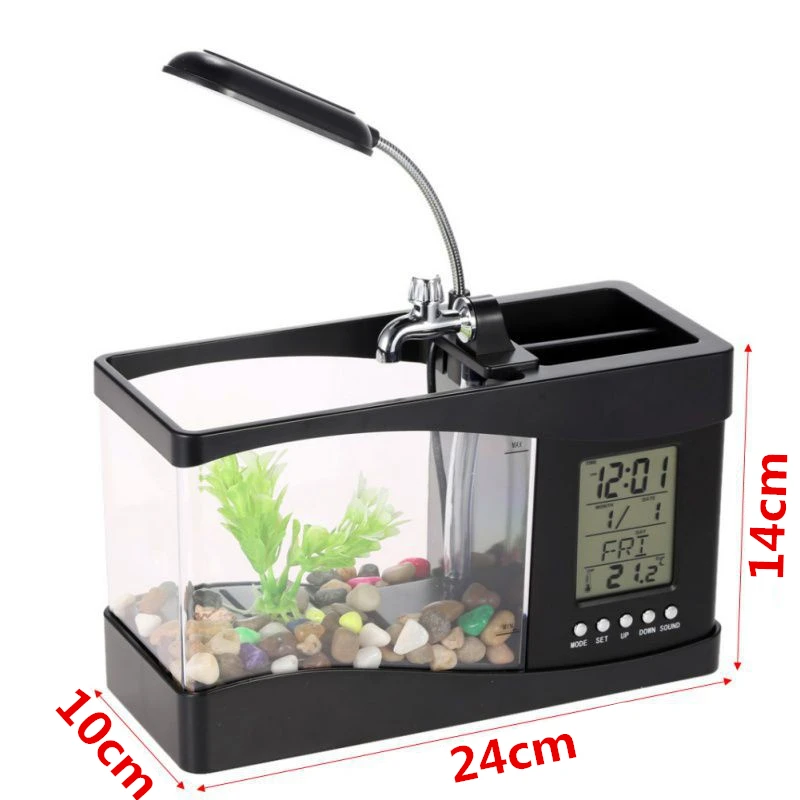 Mini Aquarium Fish Tank Usb Aquarium With Led Lamp