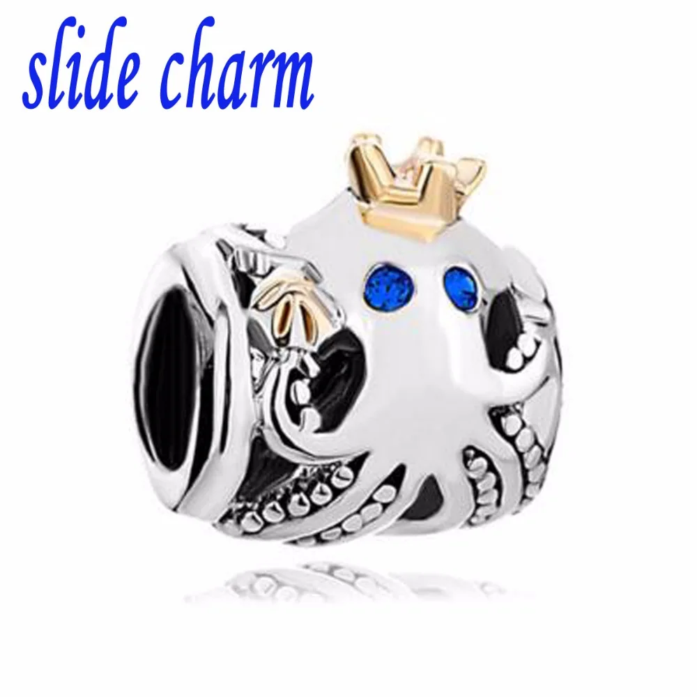 slide-charm-Free-shipping-marine-life-octopus-eyes-blue-crystal-charm ...