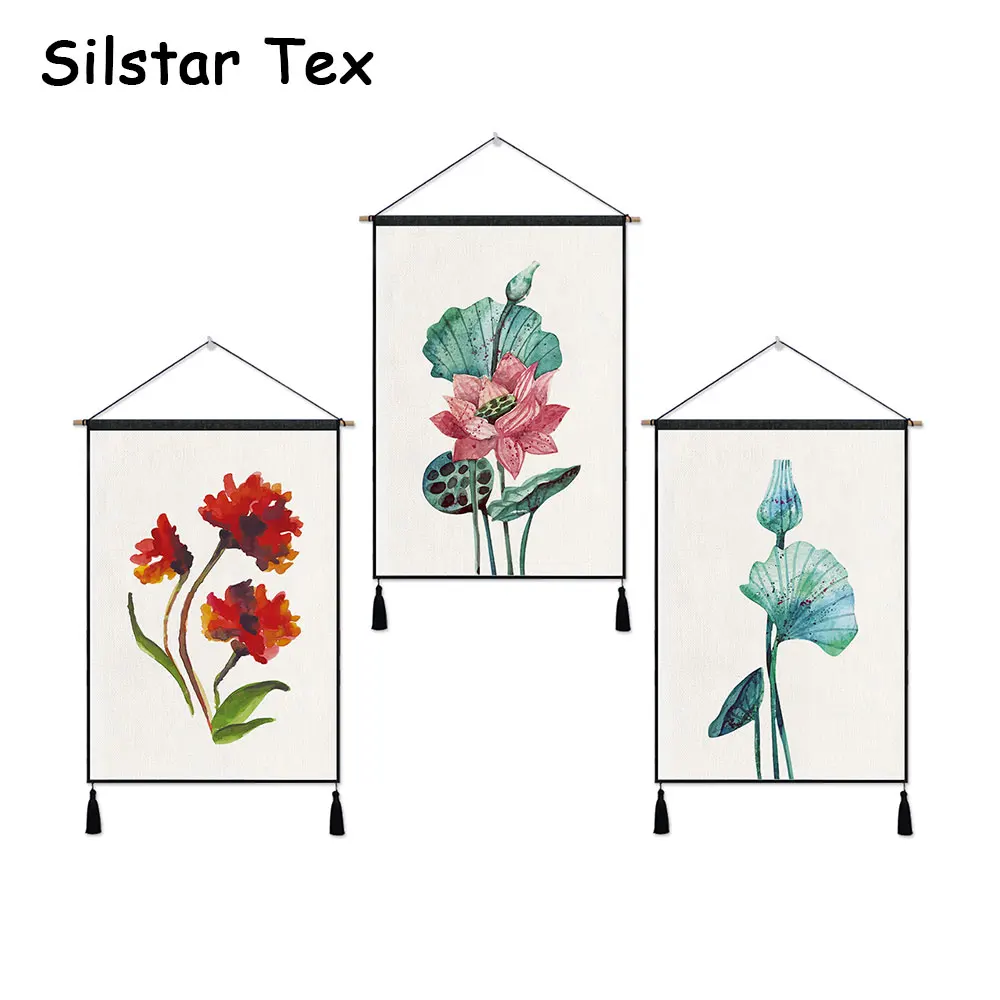 Silstar Tex Multiple Flower Patterns Cotton Linen Wall Hanging Tapestry ...