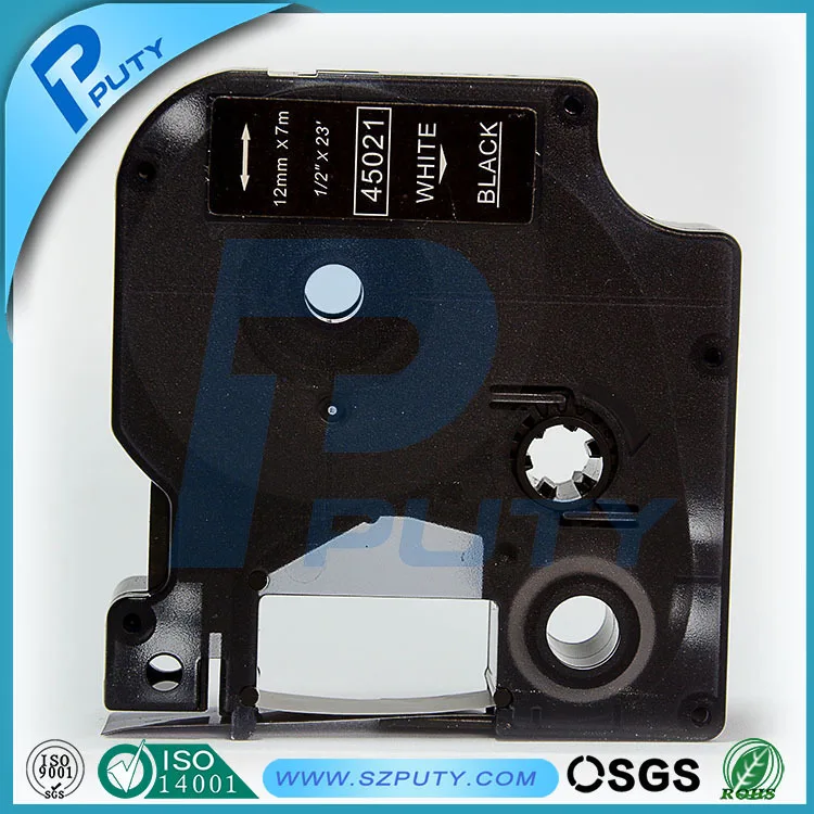 Kompatibel hitam putih 45021 12 mm kaset label untuk dymo label printer ...