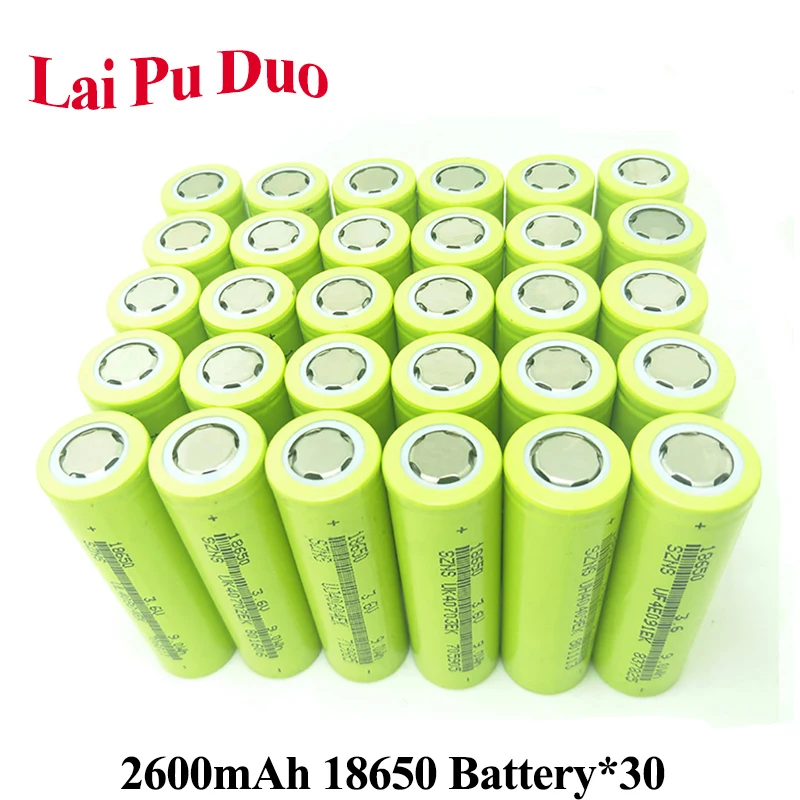 18650 Battery 3.6V 2600mAh Li ion Rechargeable batteries ICR18650 26F ...