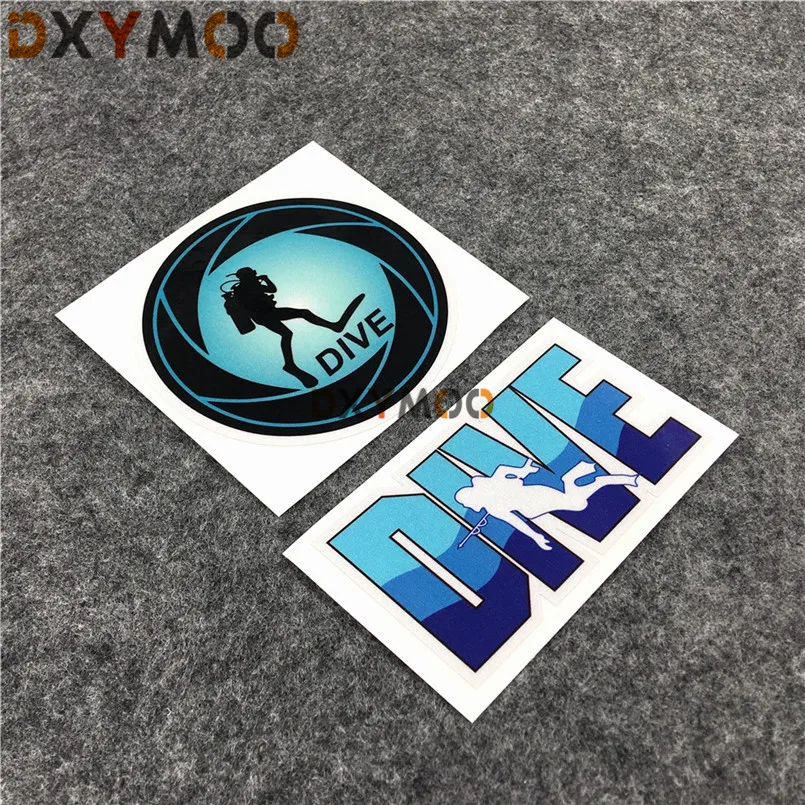 2PCS Water Sports DIVE Car Stickers Reflective Window Fish Tank Vinyl ...