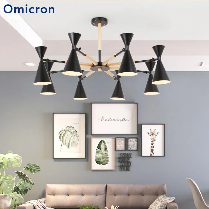 Omicron LED Pendant Lights Post modern Iron Wood Power Saving LED Lamps ...