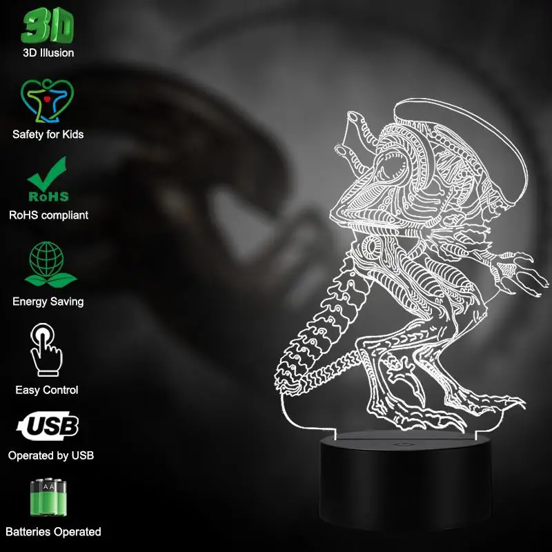 Art & Collectibles cordless LED Alien Lamp battery powered With Chechen ...