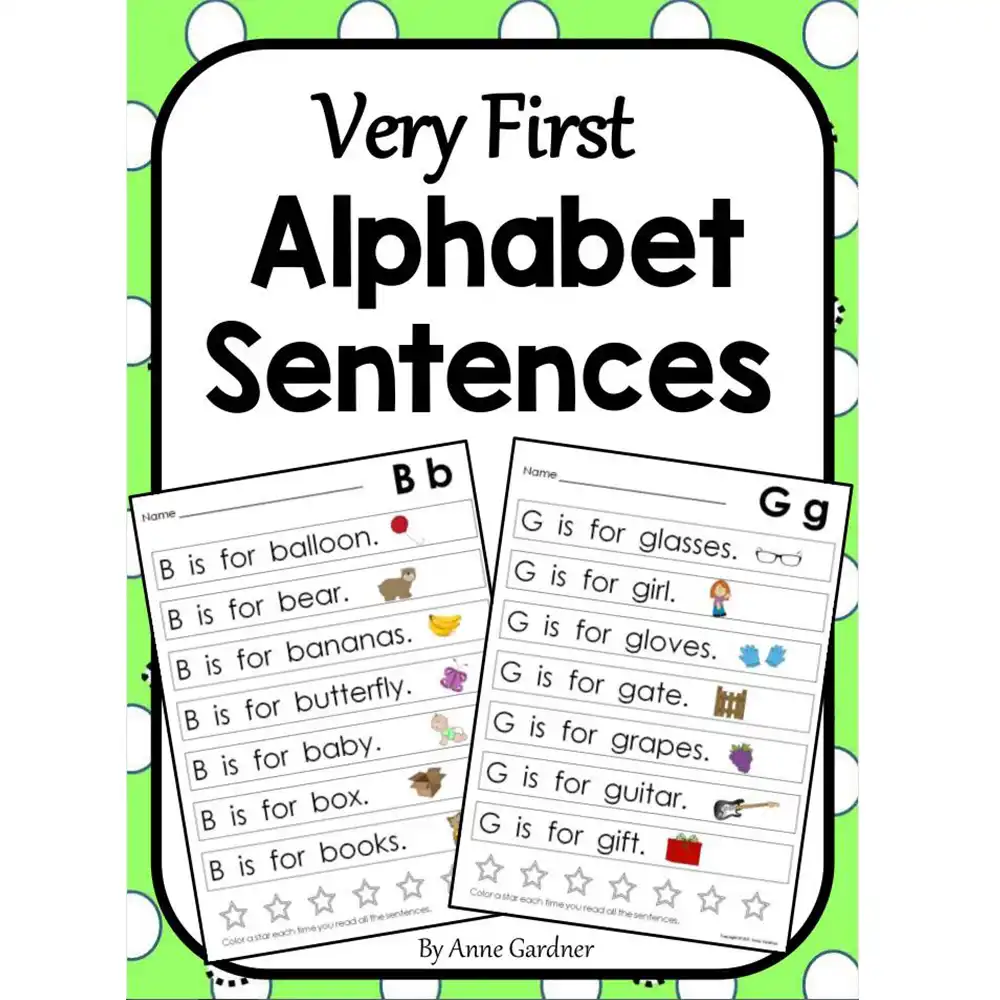 Learning ABC Alphabet Sentences English Workbook Educational Exercise ...