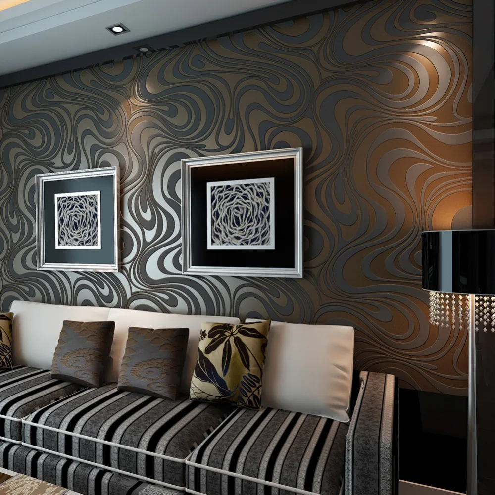 Luxo moderno Abstrato Curva 3D Papel De Parede Rolo Mural Papel De ...