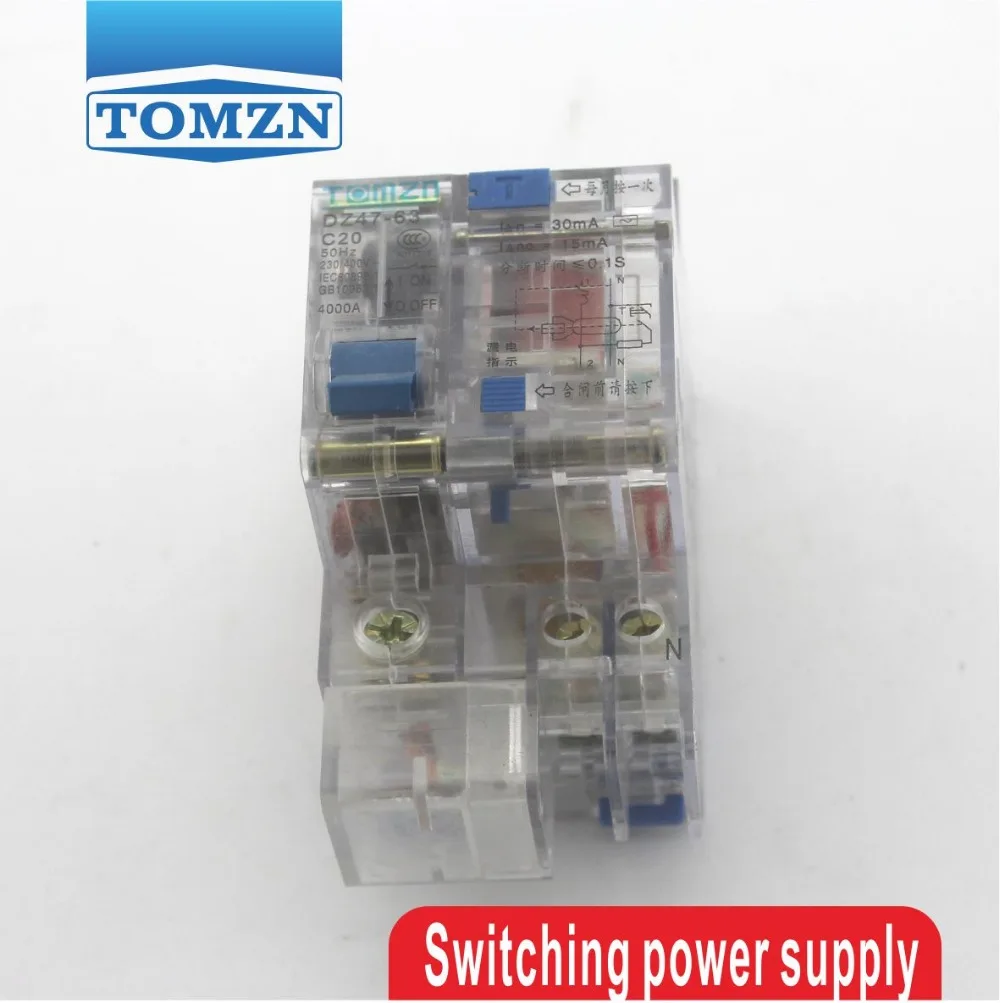 Circuit Breakers & Disconnectors Circuit Breakers Transparent 1P+N 25A 230V~ 50HZ/60HZ Residual ...