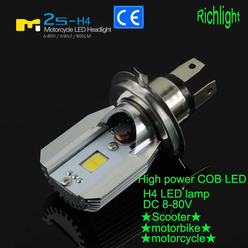 6000K 6W LED H4 motorcycle Hi Lo moto bulb easy replace moped scooter ...