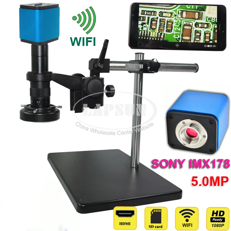 5MP-1080P-60FPS-HDMI-WIFI-microscope-camera-20-180X-Lens-with-SONY ...