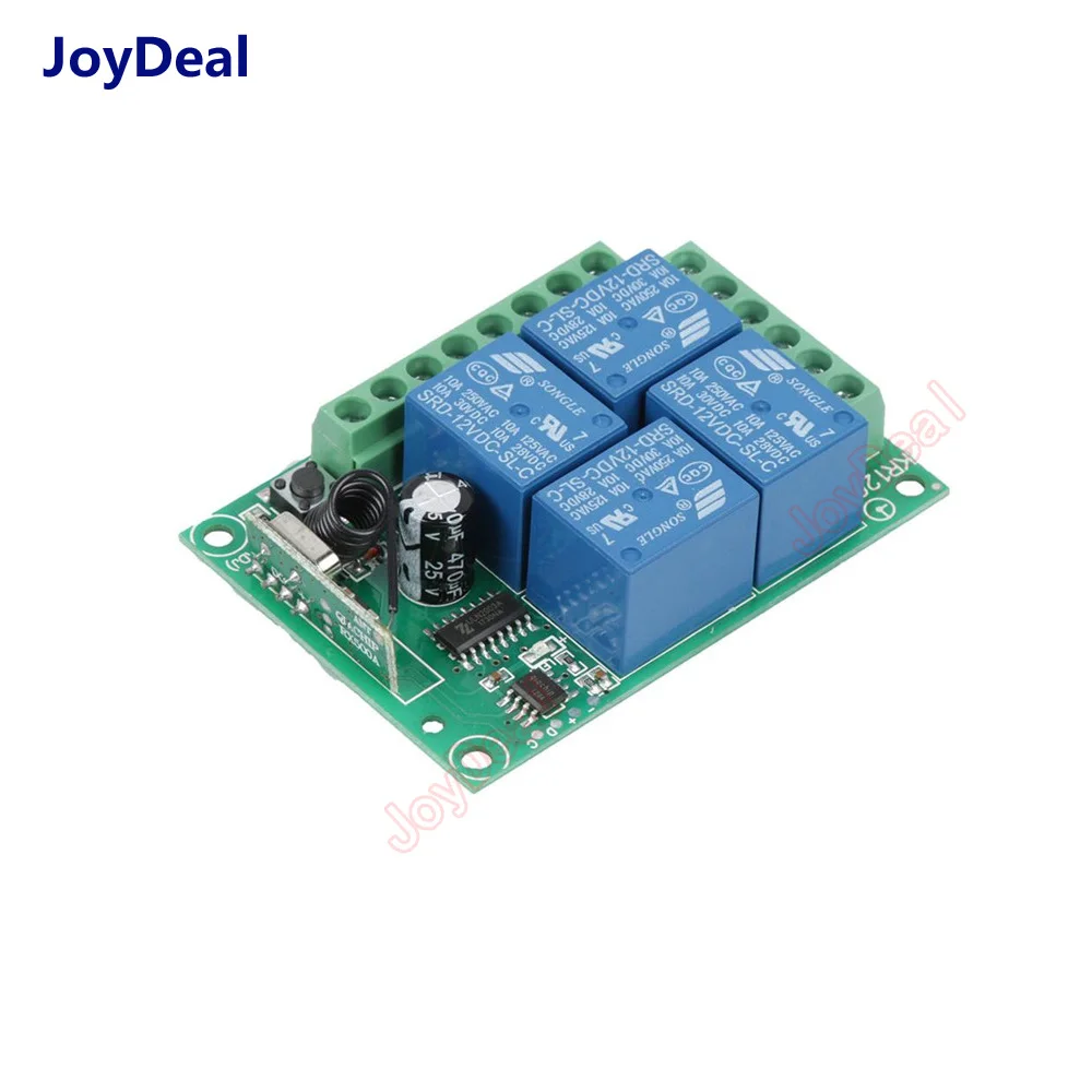 Universal 433Mhz DC 12V 4 Channel Wireless Remote Control Switch Relay ...