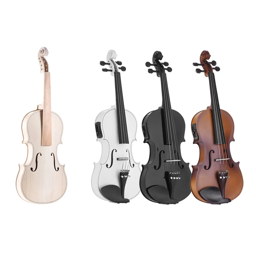 DIY 4/4 Full Size Natural Solid Wood Acoustic Violin Fiddle Kit with EQ ...