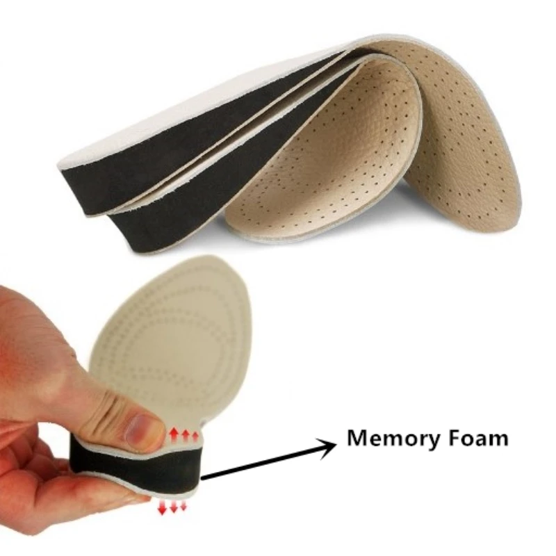 One Pair Breathable Leather inner 15cm raised insole full cushioning ...