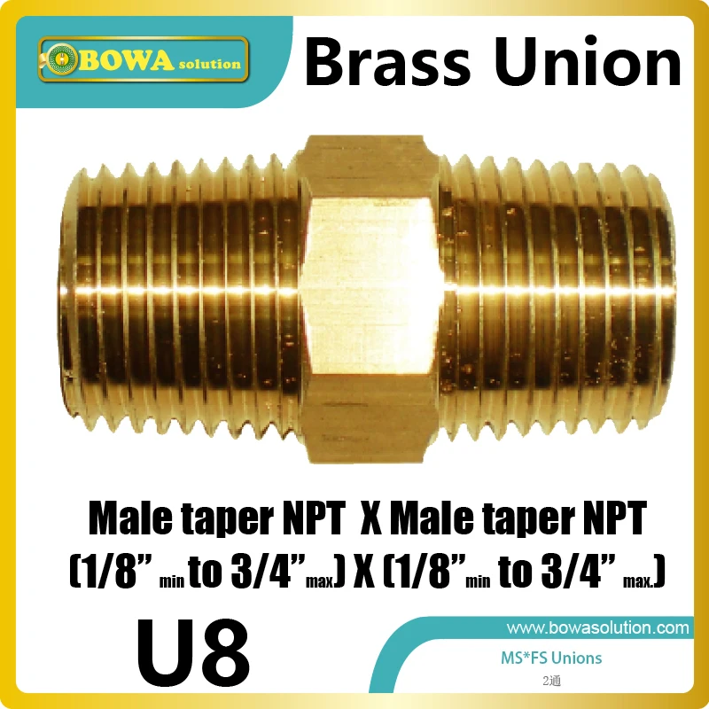 Straight pipelines brass union Male taper NPT X male taper NPT is for ...