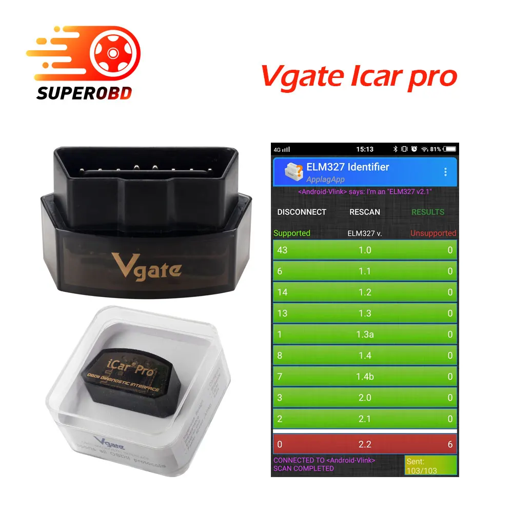 Vgate iCar Pro Bluetooth 3.0/WIFI OBD2 Scanner For Android/IOS Car ...